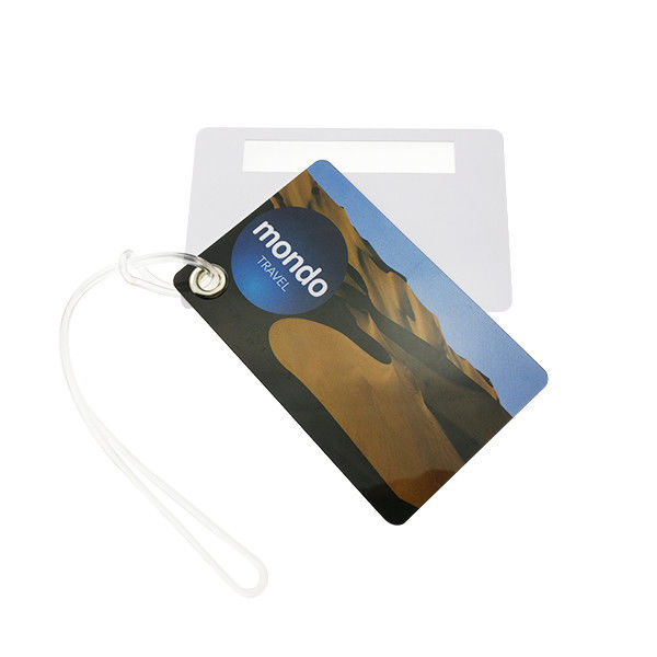 Laminated PVC Plastic PVC Luggage Tag , Die Cut Card Coloured Luggage Tags